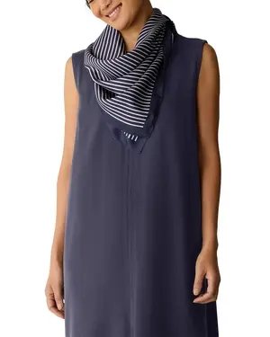 Eileen Fisher Striped Silk Twill Printed Bandana
