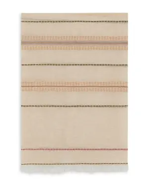 Gerard Darel Dana Stripe Detail Printed Scarf - Beige