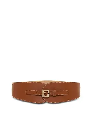 Gerard Darel Olympe Wide Leather Belt - Cognac