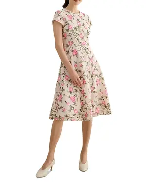 HOBBS LONDON Petites Tia Floral Dress - Cream Pink