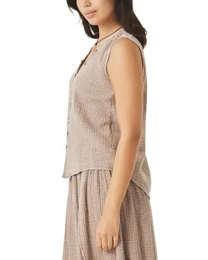 Splendid Ava Gauze Button Front Tank - Light Wicker