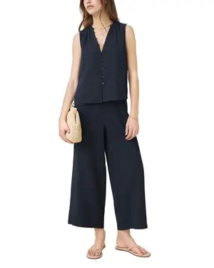 Splendid Ava Gauze Button Front Tank - Navy
