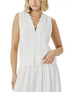 Splendid Ava Gauze Button Front Tank - White