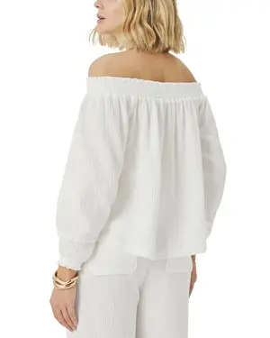 Splendid Ava Gauze Off-the-shoulder Top
