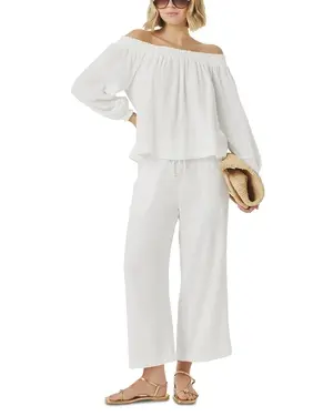 Splendid Ava Gauze Off-the-shoulder Top