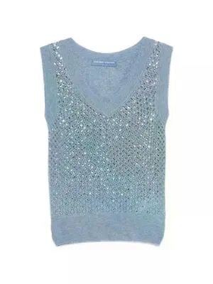Ermanno Scervino Embellishment V-neck Vest - Blue