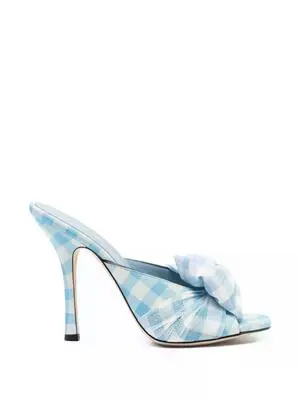 Ermanno Scervino Bow Gingham Sandals - Blue