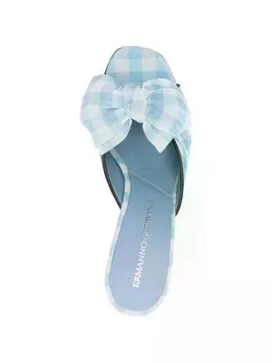 Ermanno Scervino Bow Gingham Heeled Sandals