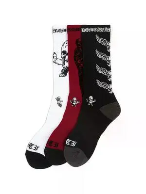 Chrome Hearts Embellished Crew Socks - Black