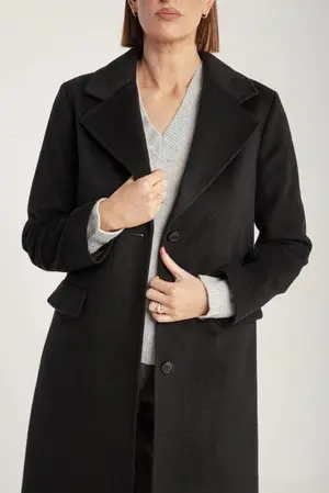 1982 Cashmere Tailored Single-breasted Coat - Black