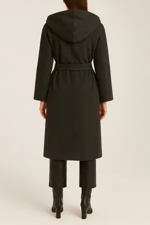 1982 Cashmere Hooded Long Coat - Charcaol