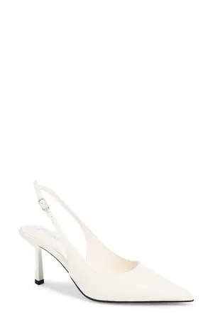 TONY BIANCO Baz Pointed Toe Slingback Pump - White High Shine