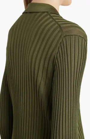 Khaite Vin Rib Polo Sweater - Olive