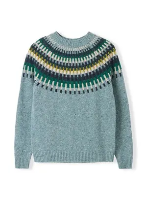 CELTIC & CO. Donegal Wool Yoke Stitch Sweater - Skylight