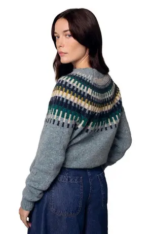 CELTIC & CO. Donegal Wool Yoke Stitch Sweater - Skylight