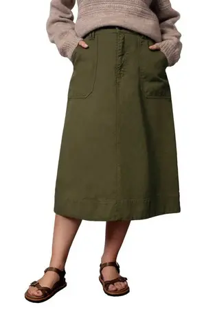 CELTIC & CO. Cotton Twill Midi A-line Skirt