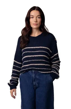 CELTIC & CO. Linen Cotton Breton Sweater - Navy/ecru Stripe