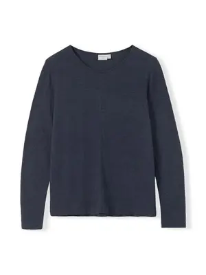 CELTIC & CO. Linen Blend Long Sleeve Top - Navy