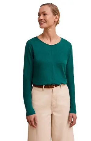 CELTIC & CO. Linen Blend Long Sleeve T-shirt - Teal