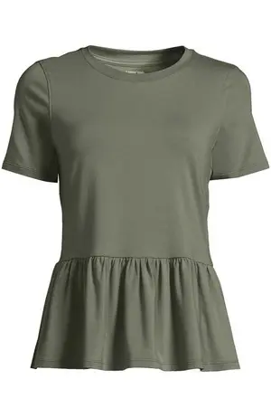 LANDS' END Short Sleeve Peplum Tee - Sage