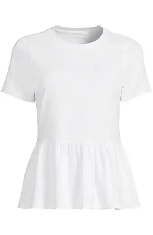 LANDS' END Short Sleeve Peplum Tee - White