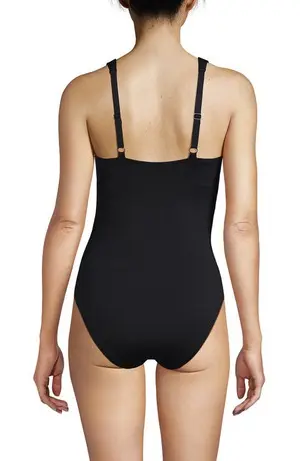 LANDS' END D-cup Sweetheart Underwire Wrap One Piece Swimsuit