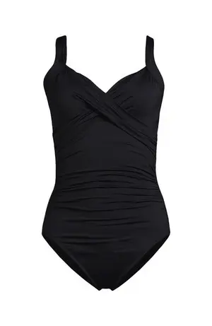 LANDS' END D-cup Sweetheart Underwire Wrap One Piece Swimsuit