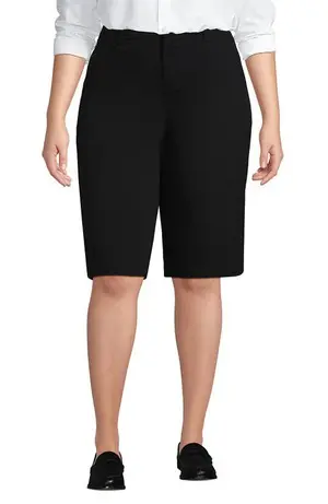 LANDS' END Lands' End Classic 12" Chino Oxford Stripe Shorts Black