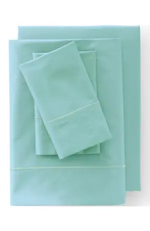 LANDS' END Supima Cotton No Iron Sateen Sheets400 Thread Count - Aqua Breeze