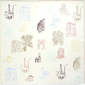 Lafayette 148 New York Manhattan Print Cashmere & Silk Square Scarf - Cloud Multi