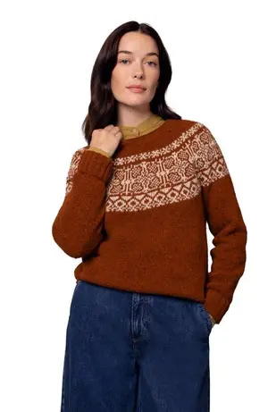 CELTIC & CO. Donegal Fair Isle Yoke Sweater - Rust