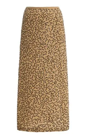 ZANKOV Marcella Crepe Squiggle Sequin Skirt - Neutral