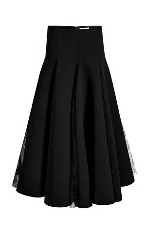 Khaite Coda Pleated Crepe Midi Skirt - Black