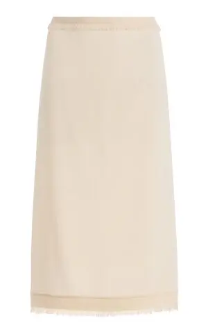 Calvin Klein Costance Raw Hem Wool Midi Skirt - Off-white