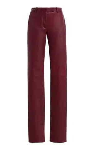 Calvin Klein Garance Leather Pants Burgundy