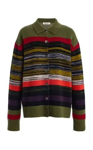 ZANKOV Cashmere Striped Polo Cardigan - Stripe