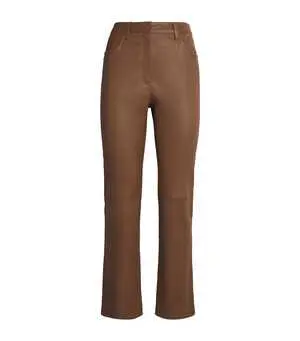 JOSEPH Leather Duke Trousers - Brown