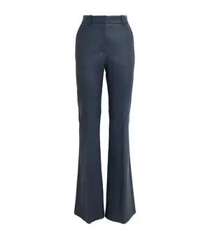 JOSEPH Leather Tafira Flared Trousers - Blue