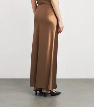 JOSEPH Silk Satin Isaak Maxi Skirt - Brown