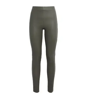 JOSEPH Lambskin Stretch Leggings - Green