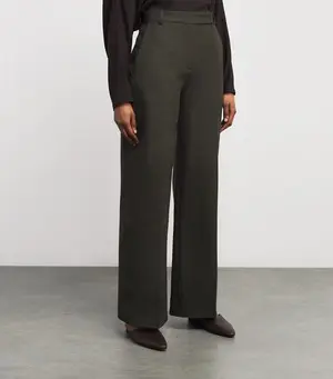 JOSEPH Gabardine Yukio Wide-leg Trousers - Green