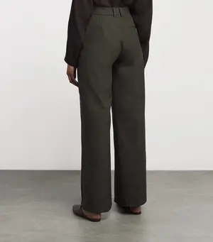 JOSEPH Gabardine Yukio Wide-leg Trousers - Green