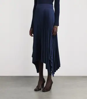 JOSEPH Plissé Ade Midi Skirt - Blue