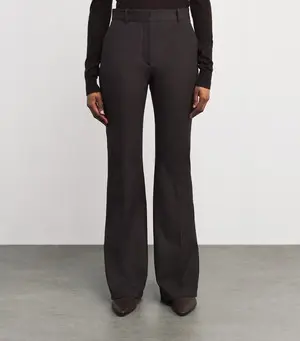 JOSEPH Stretch-gabardine Tafira Flared Trousers - Brown