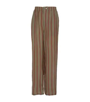 Saint Laurent Stripe Wide-leg Trousers - Nude