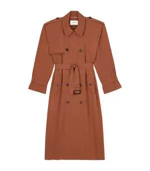 Saint Laurent Cotton-silk Oversized Trench Coat - Brown