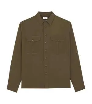 Saint Laurent Silk Double-pocket Shirt - Grey