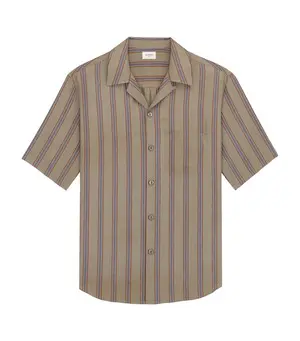 Saint Laurent Cotton Short-sleeve Cassandre Shirt - Beige