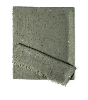 Brunello Cucinelli Cashmere-silk Sequinned Scarf - Green