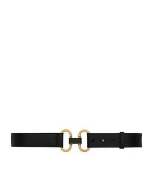 Saint Laurent Leather Double Ring Belt - Black